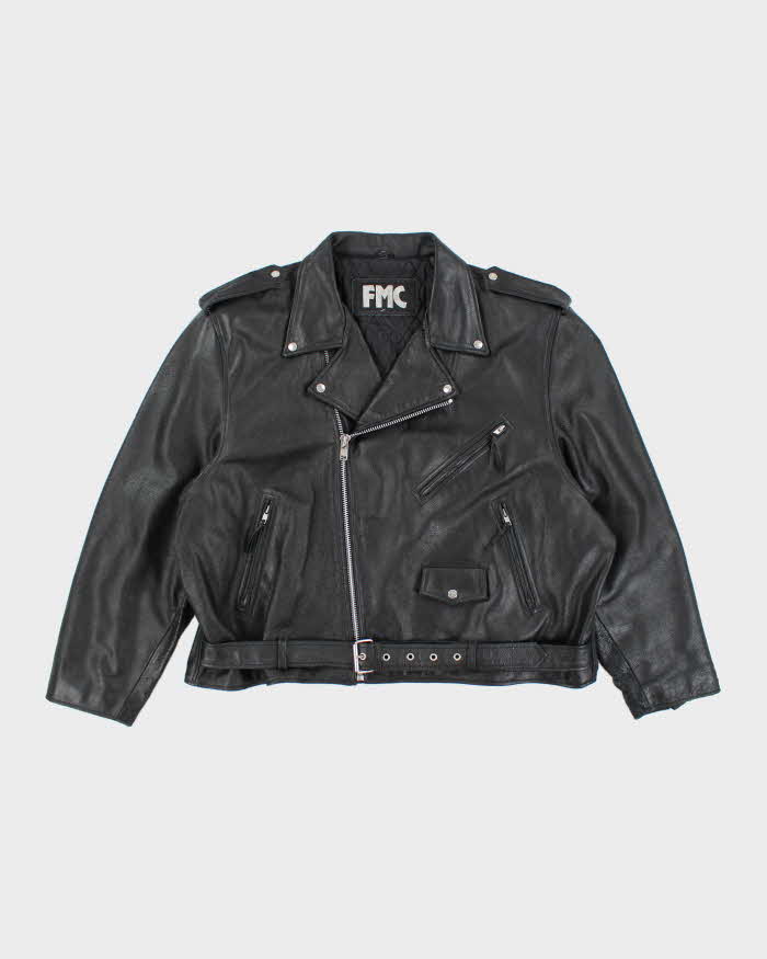 Vintage 90's FMC Heavyweight Oversized Leather Biker Jacket - XL – Rokit