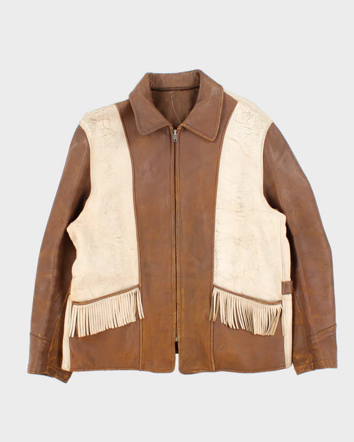 Vintage 1940s Two-Tone Fringe Leather Western Jacket - L – Rokit