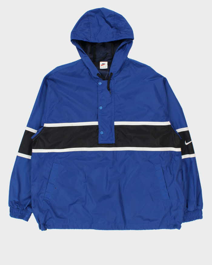 Vintage 1990s Nike Snap Button Hooded Oversized Pullover Windbreaker J ...