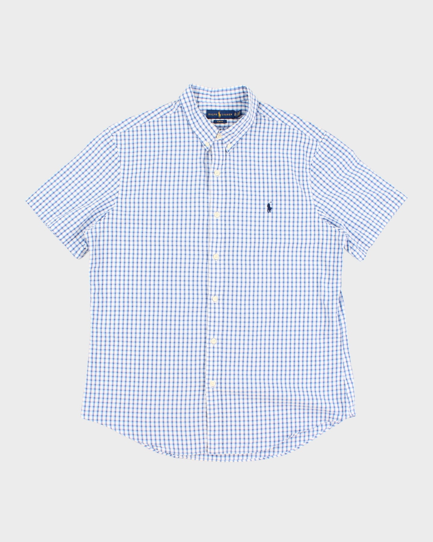 Ralph Lauren Blue Check Short Sleeve Shirt - XL – Rokit