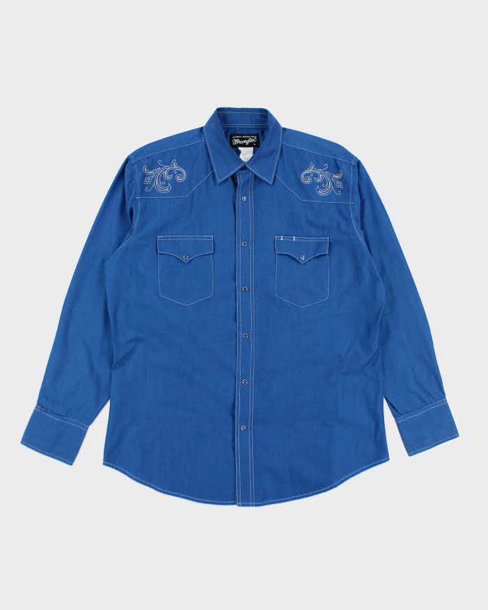 Vintage 80's Wrangler Western Snap Button Shirt - L – Rokit