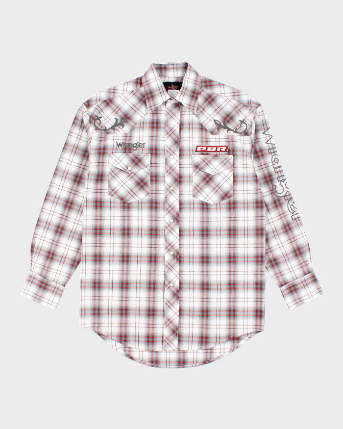 Vintage Wrangler PBR Western Snap Button Shirt - S – Rokit