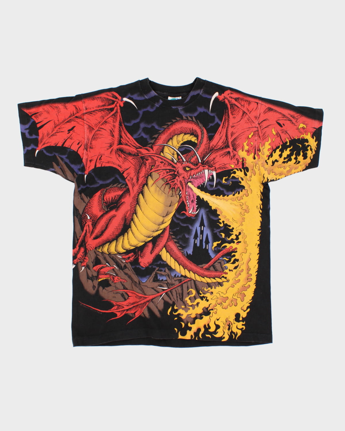 Vintage 90s Liquid Blue Dragon All Over Print T-Shirt - XL – Rokit