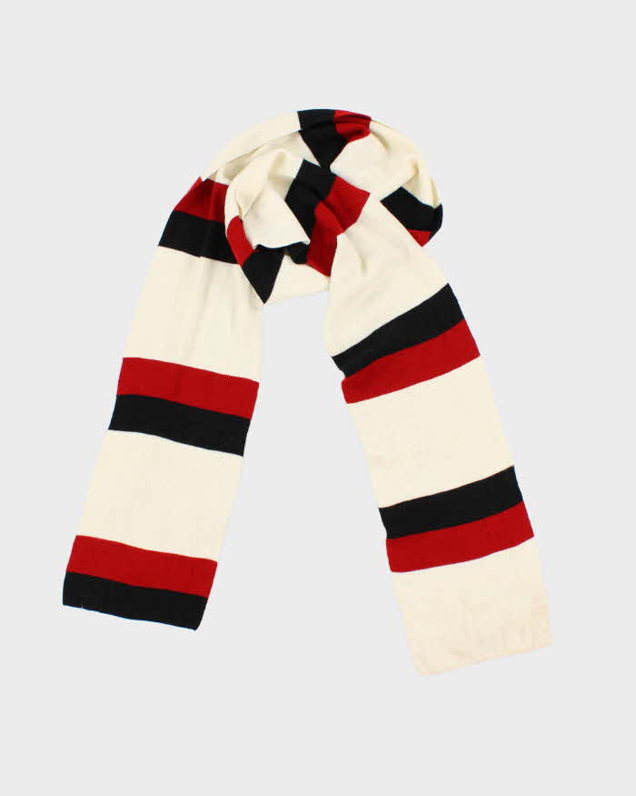 Vintage Cream Red And Black Knit Skinny Scarf – Rokit