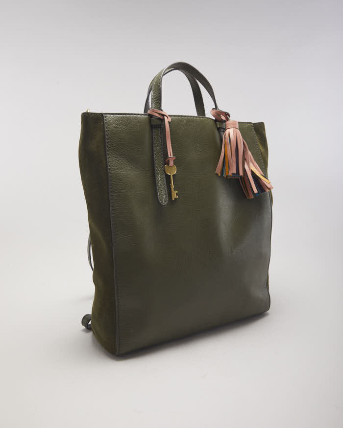 Fossil Green Leather Backpack – Rokit
