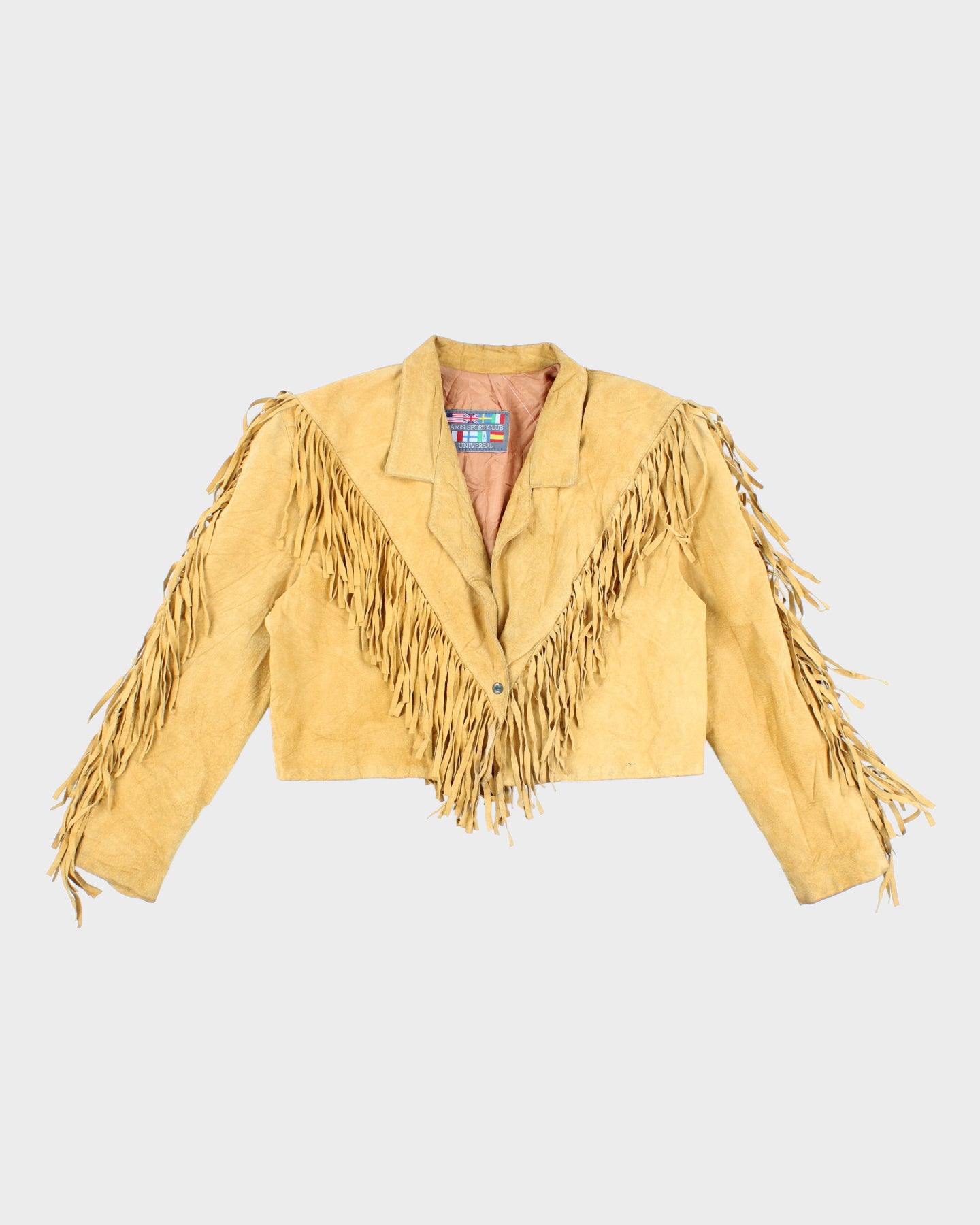 Vintage Yellow Suede Fringed Jacket - L – Rokit