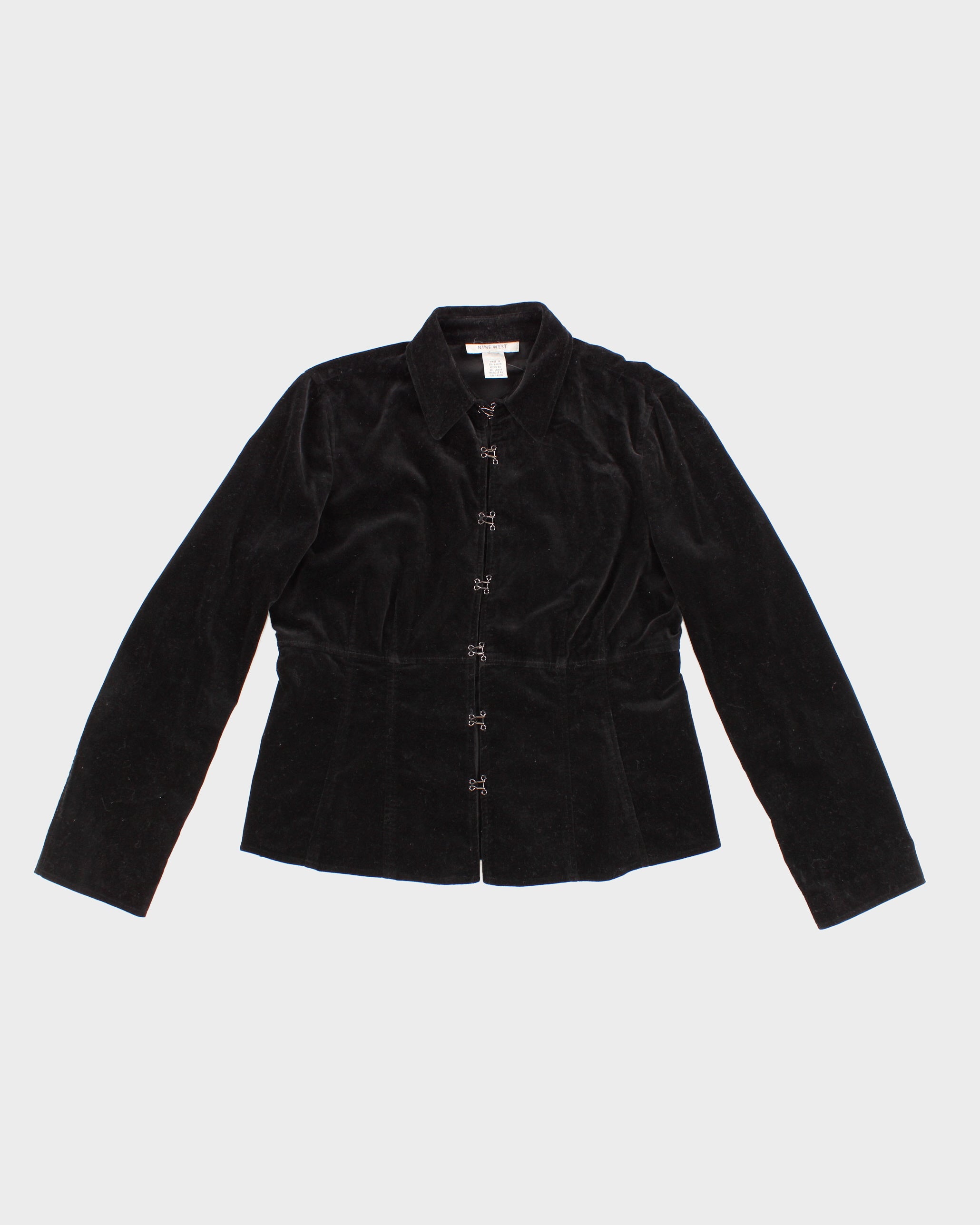 Womens Black Velvet Hook and Eye Closure Jacket - M – Rokit