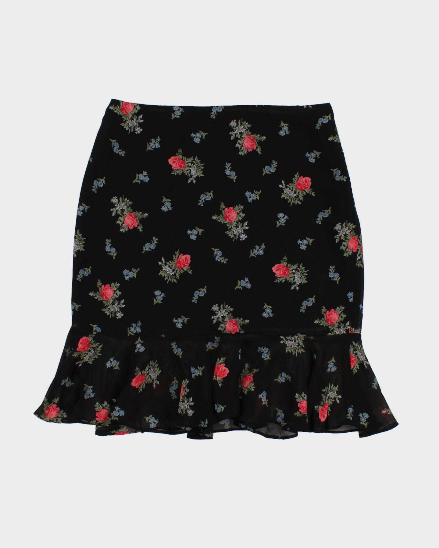 Vintage 90s Ralph Lauren Black Floral Rayon Mini Skirt - S – Rokit