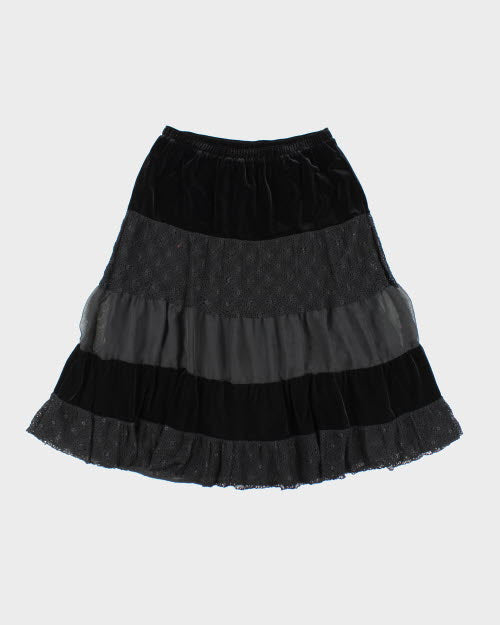 Y2k 00s Tan Jay Velvet Tiered Skirt - M – Rokit