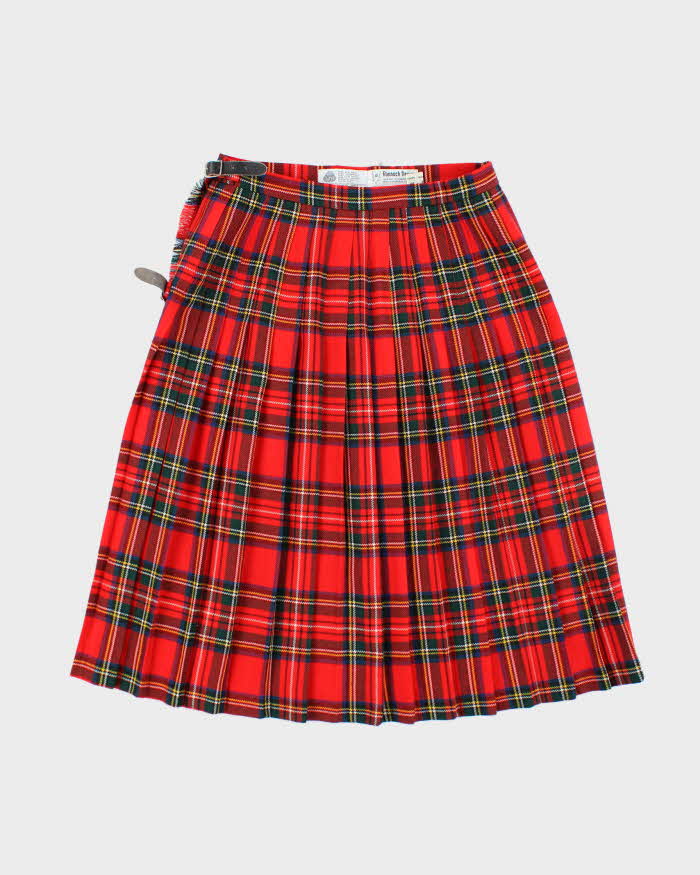 Vintage Rannoch Design Red Pleated Checked Skirt - S – Rokit