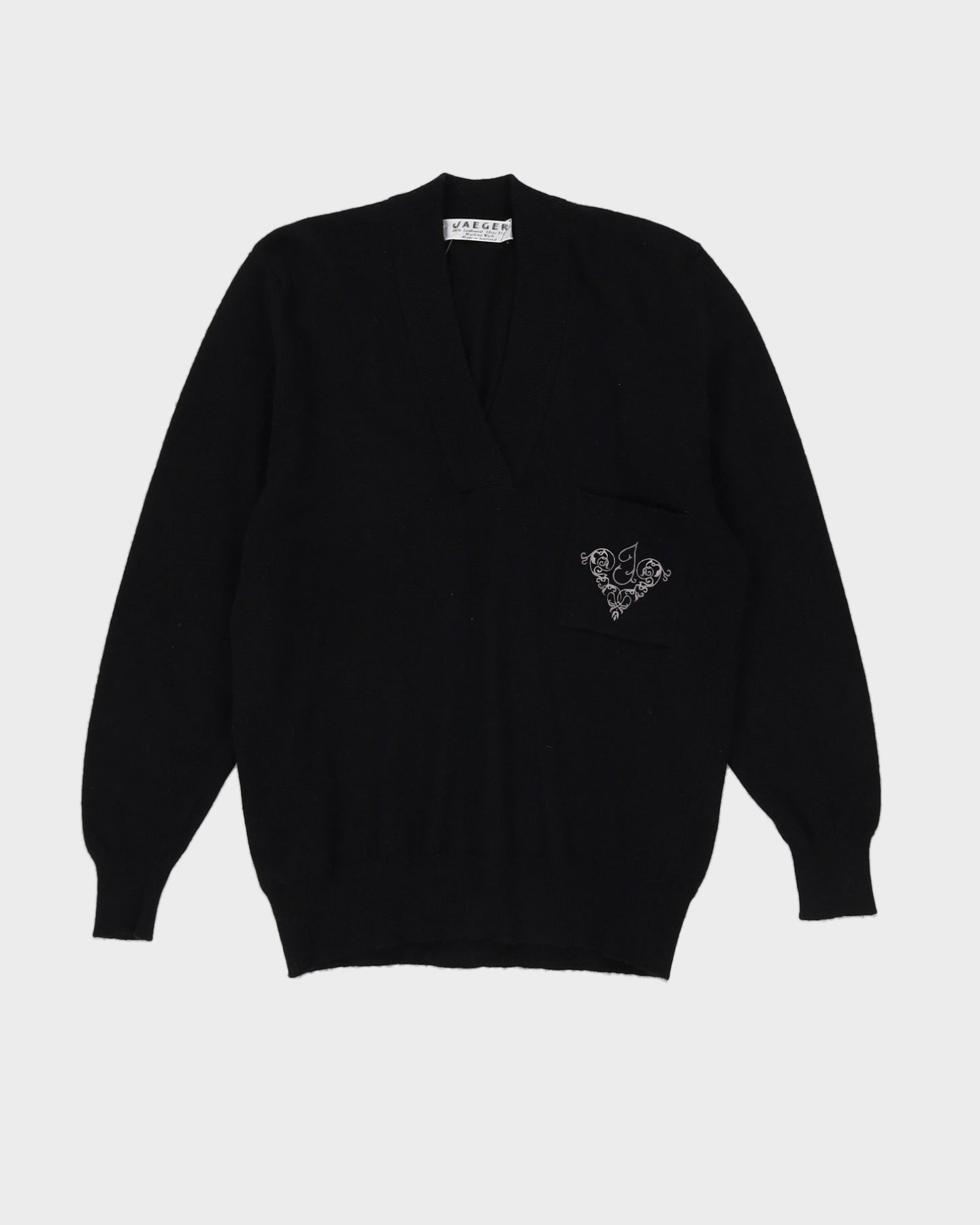 Jaeger Black V-Neck Knitted Jumper - XS – Rokit