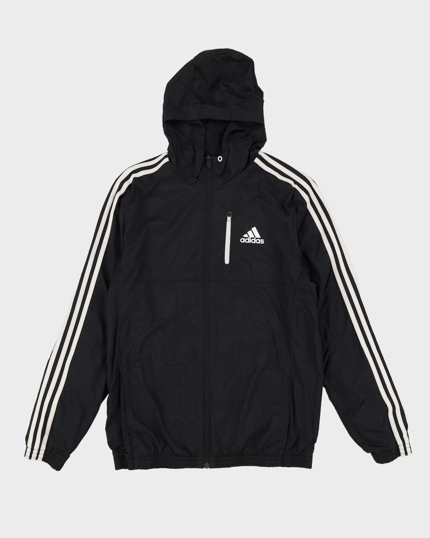 Adidas Black Hooded Zip Up Windbreaker Jacket - M – Rokit