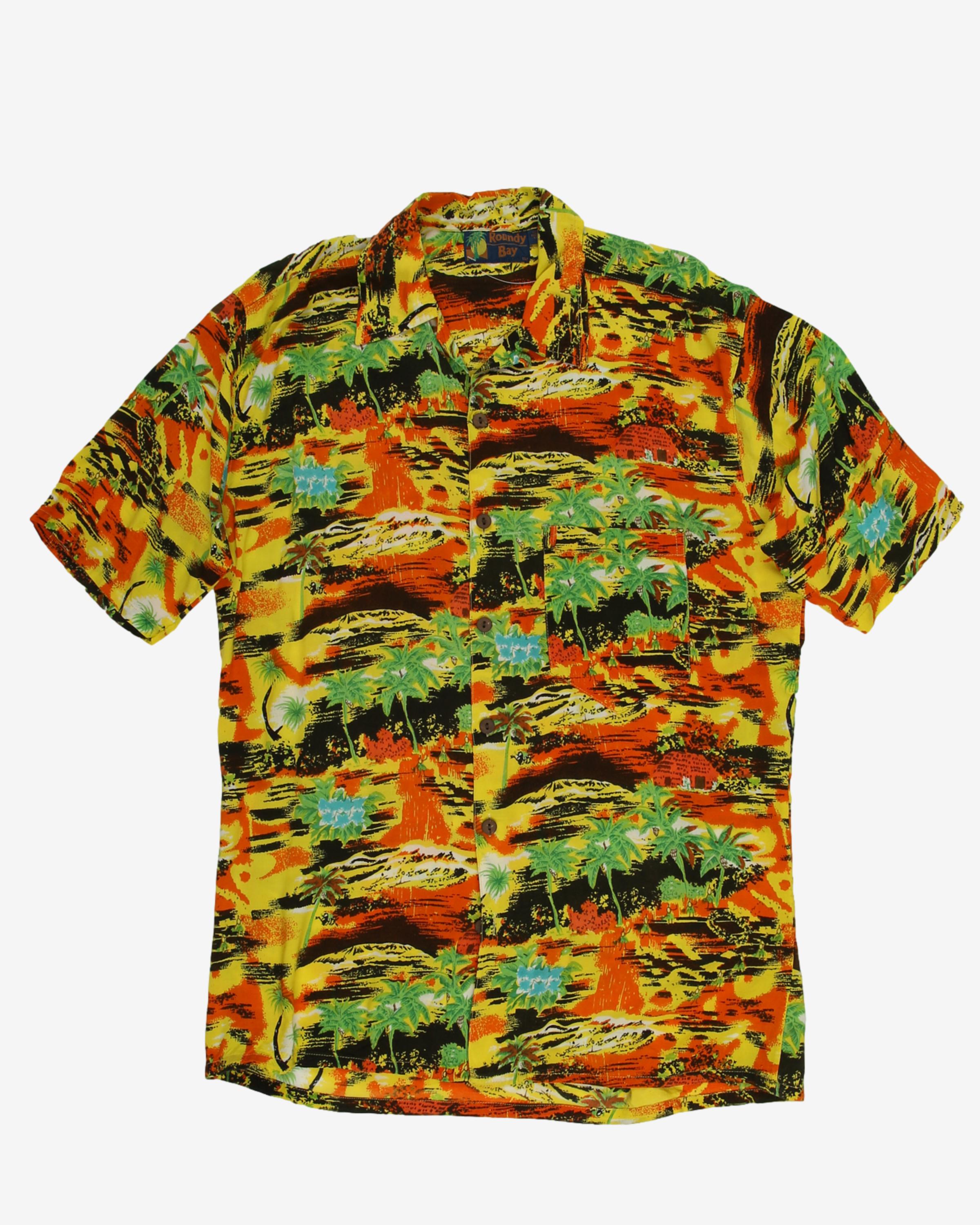Vintage Roundy Bay Yellow Floral All Over Print Hawaiian Shirt - L – Rokit