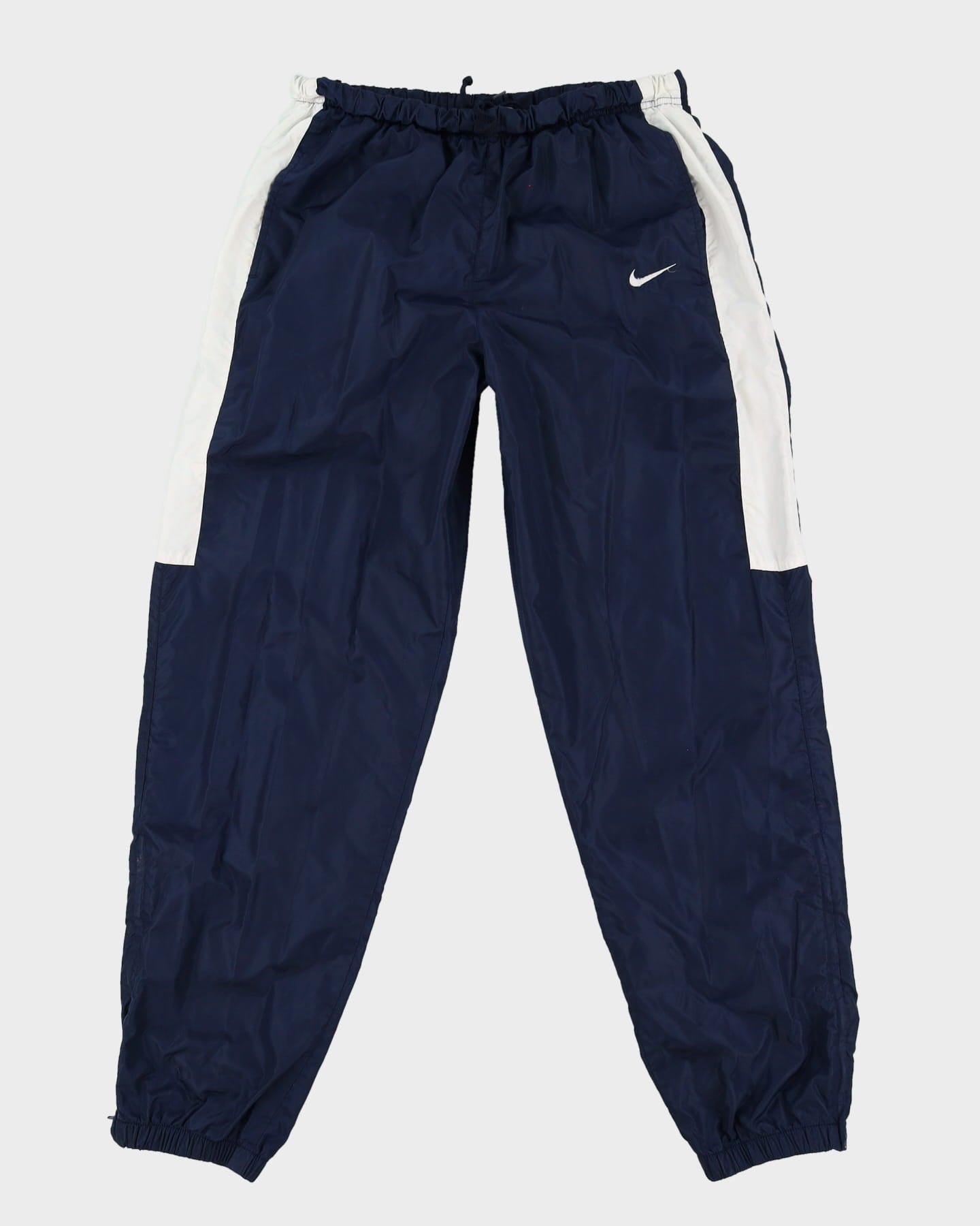 00s Nike Navy / White Shell Tracksuit Bottoms - Size Large W32 – Rokit