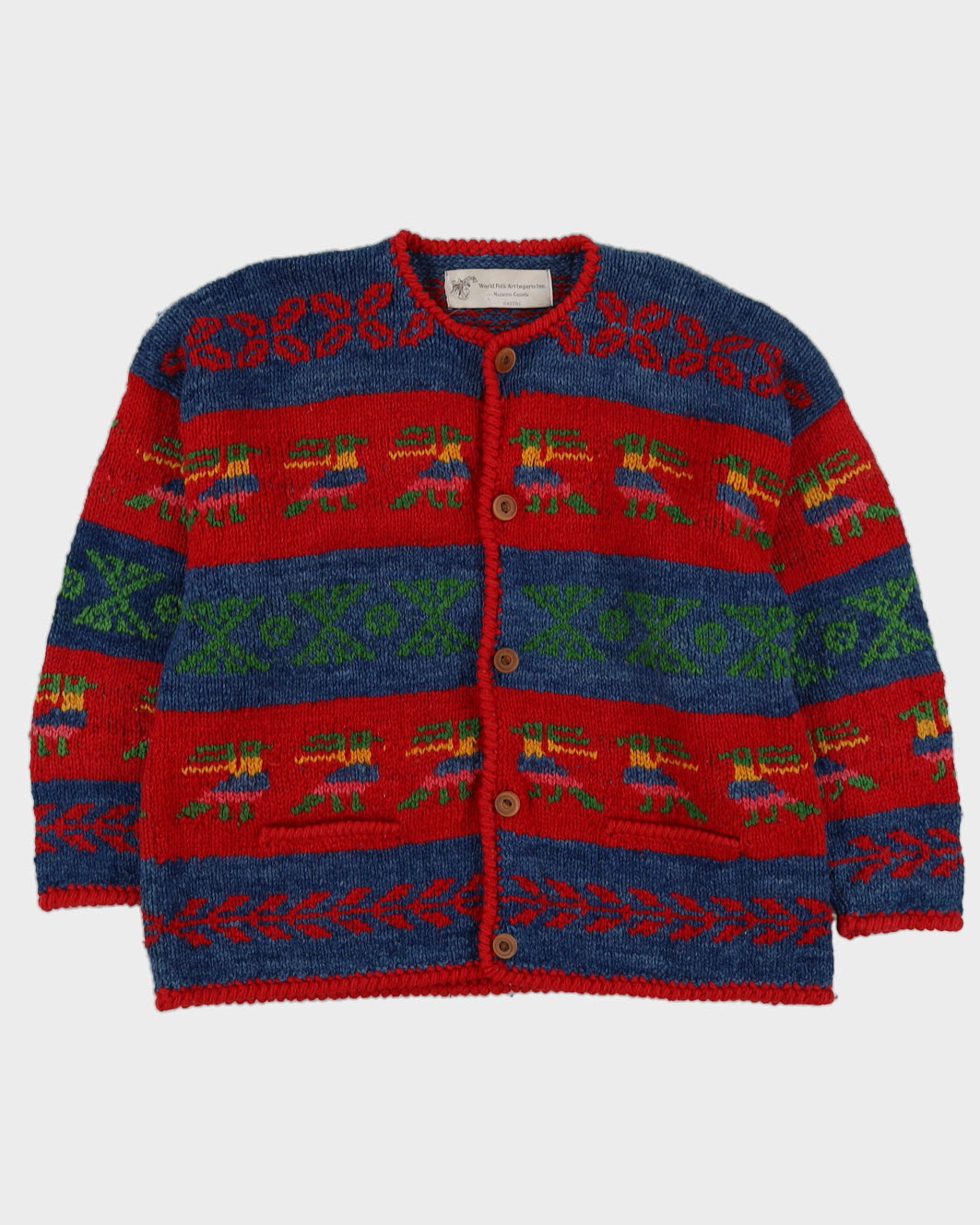 World Folk Art Red Knitted Cardigan - L – Rokit