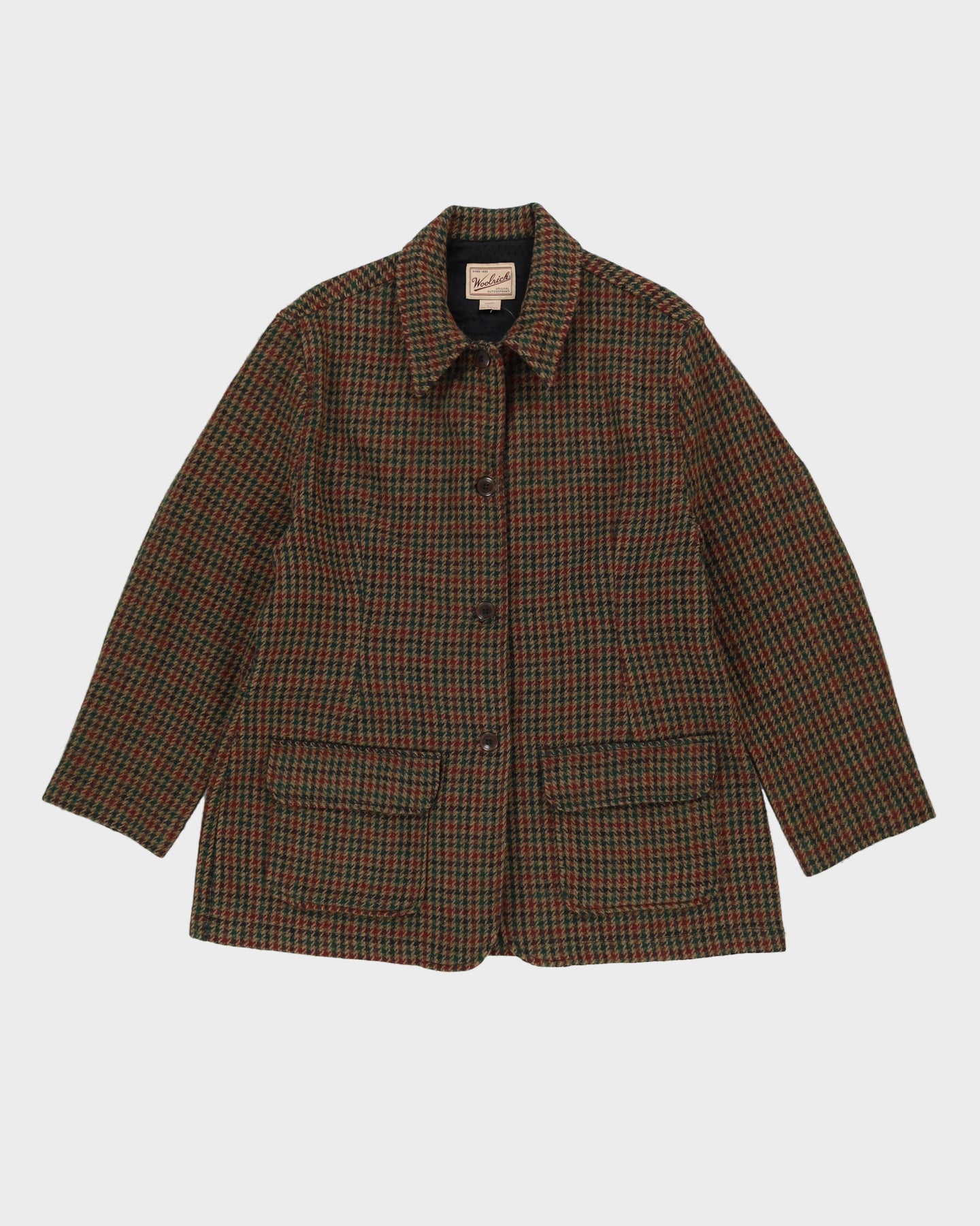 Woolrich Green Houndstooth Wool Jacket - L – Rokit