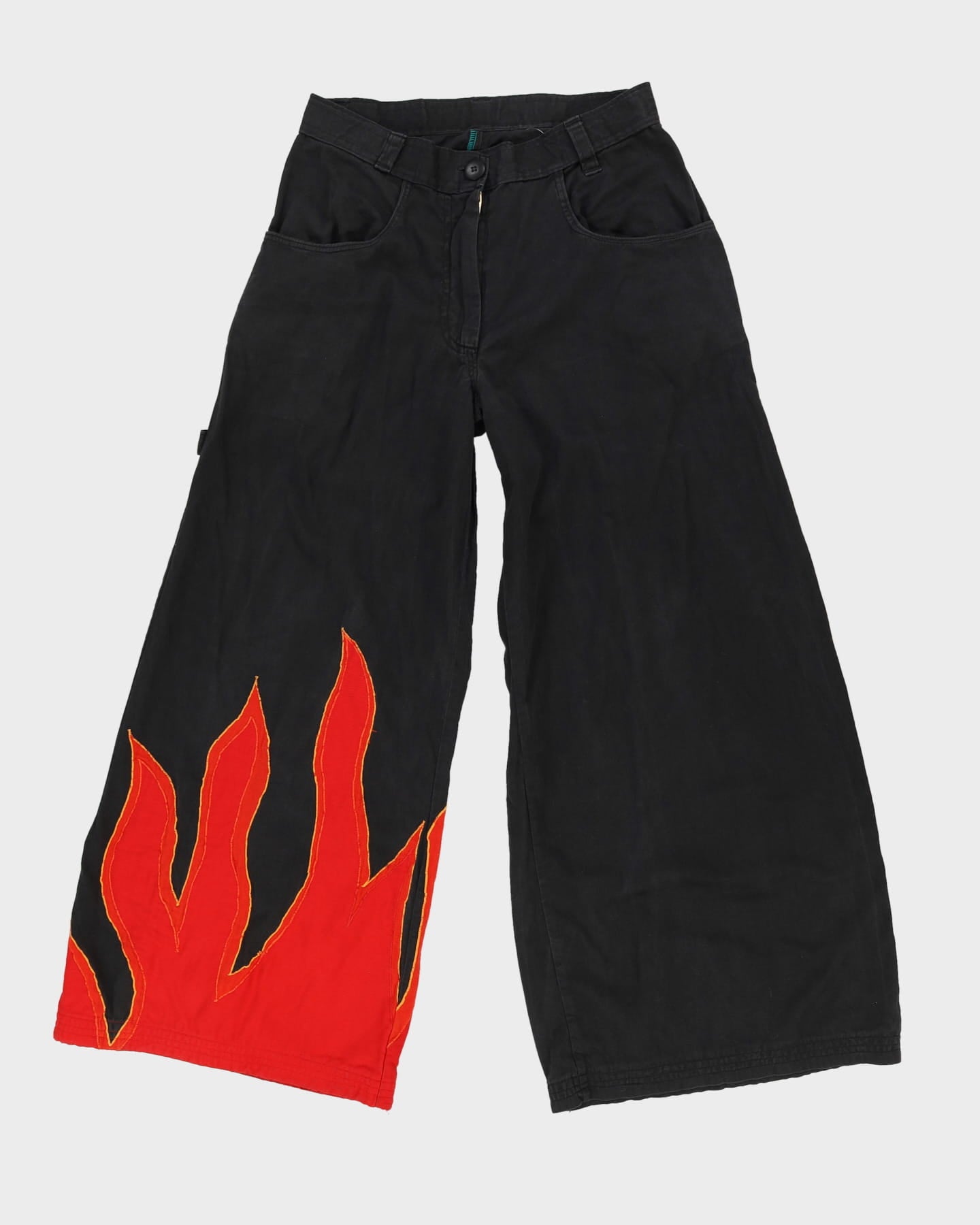 Baggy Embroidered Flames Trousers - W30 L31 – Rokit